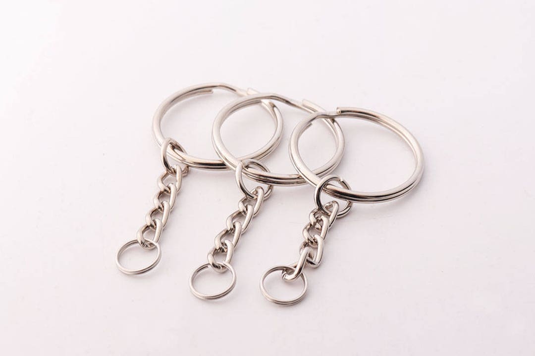 10pcs 25mm(ring) Key Chain Rings 55mm Keychain Charms Silver Key Chains ...