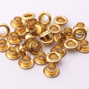 100pcs 8mm Gold Eyelet Grommets Brass Grommets Eyelets Metal Eyelets ...