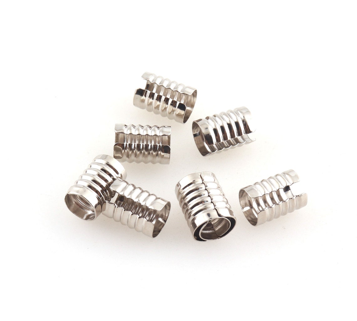 Black End Crimp 139mm Silver Fold Over Crimp Cord End Cap - Etsy