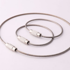 10pcs Wire Keyring Wire Keychain Cable Key Ring Key Holder Stainless ...
