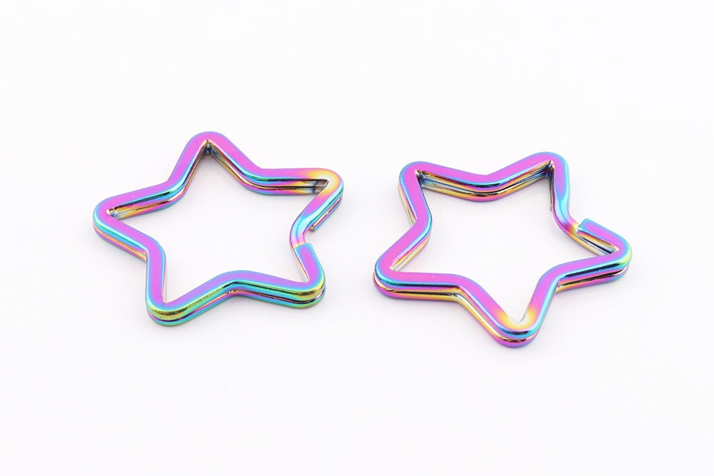 Rainbow Keyring Split Key Ring Star Keyrings Split Rings Flat - Etsy