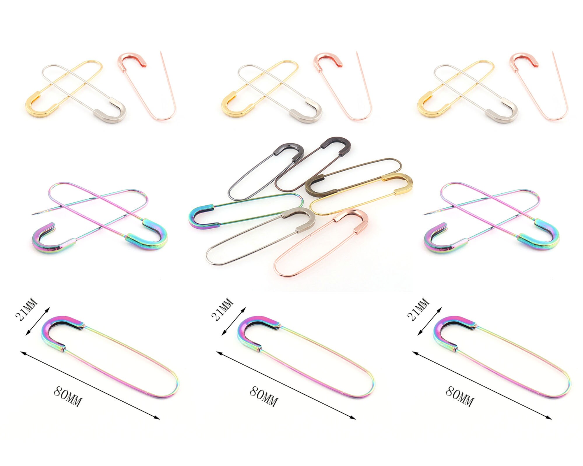 7 Colors Rainbow Safety Pins Big Pins Kilt Pin Brooches Large - Etsy