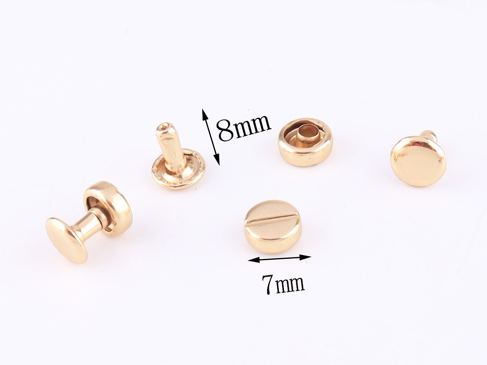 Gold Rapid Rivet Double Cap Flat Rivets Small Rivets Round | Etsy