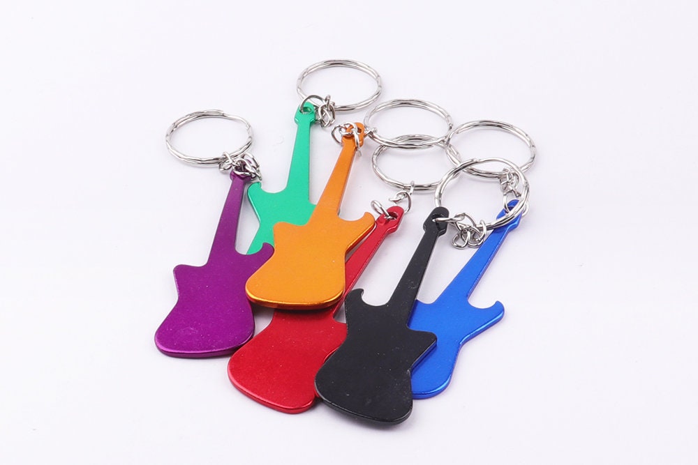 Guitar keychains findings colorful key chains key ring chains | Etsy