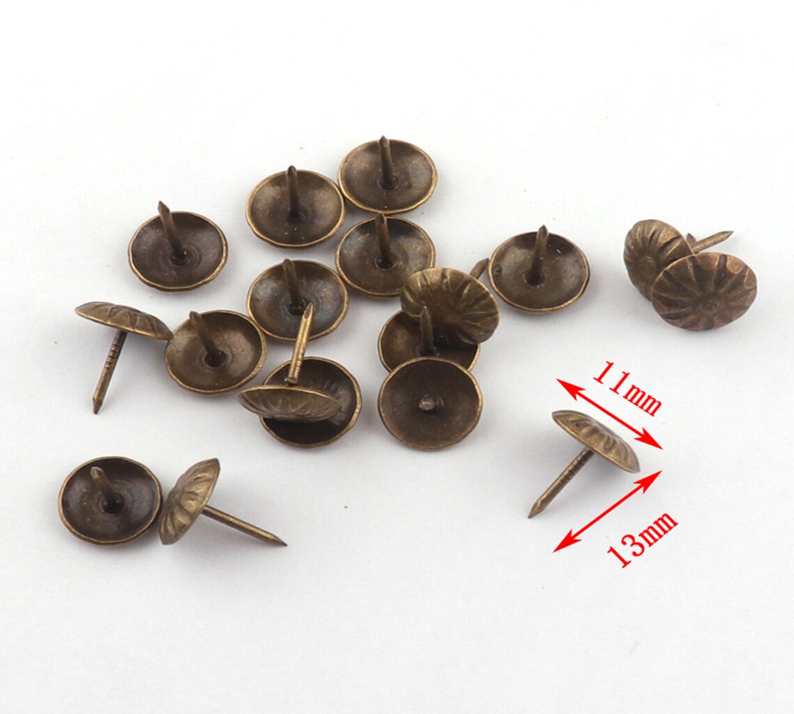 100 Antique Bronze Sofa Nail Push Pins,upholstery Tacks/nails,leather ...