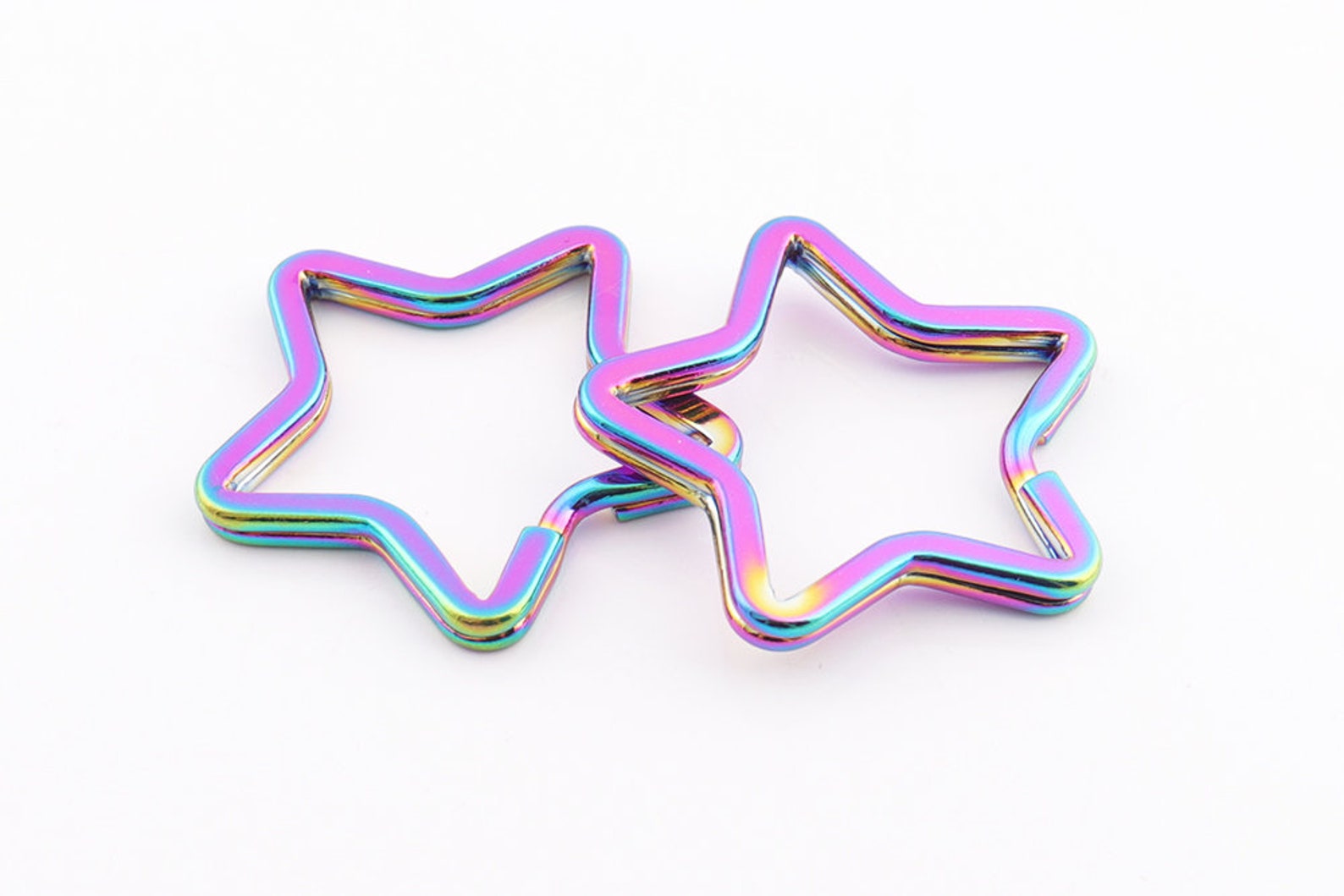 Rainbow Keyring Split Key Ring Star Keyrings Split Rings Flat | Etsy