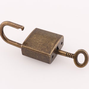Lock With Key Rectangular Padlock With Key Bag Lock Hanger - Etsy