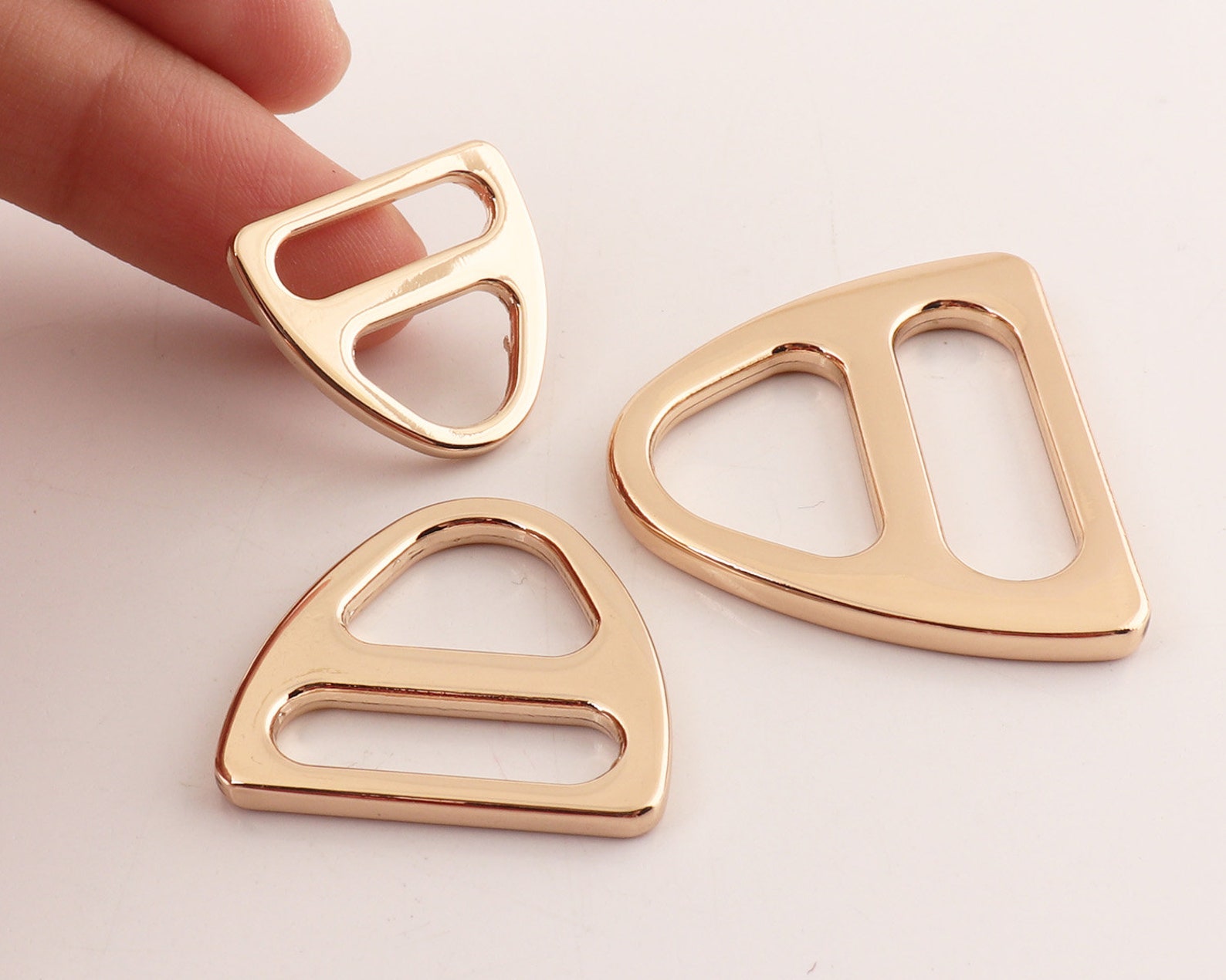 Gold Strap Slider Buckle Webbing Triangle Double Rings Slot | Etsy