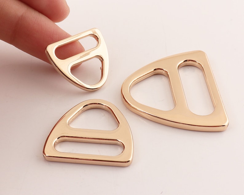 Gold Strap Slider Buckle Webbing Triangle Double Rings Slot | Etsy