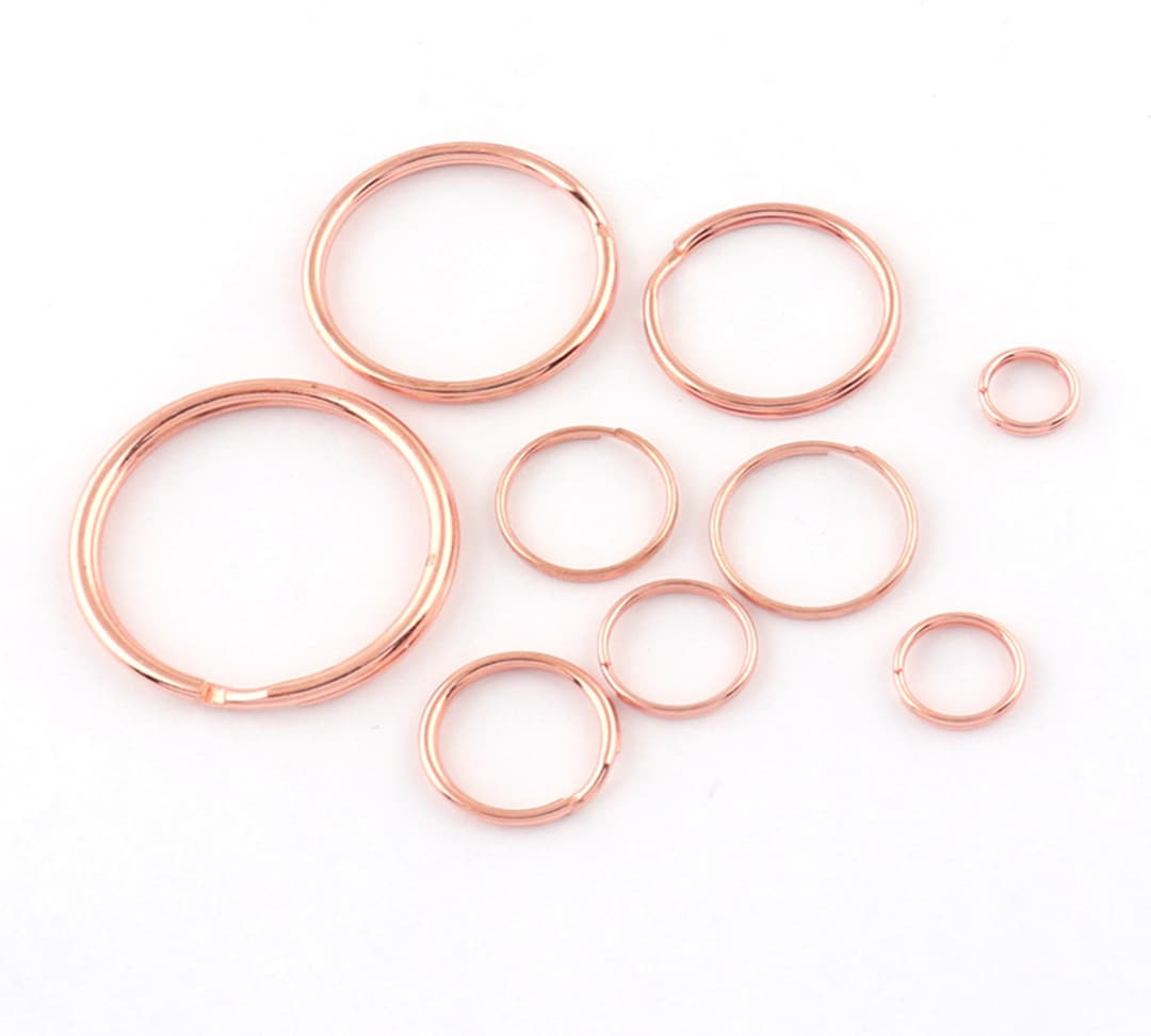 Wholesale Rose Gold Split Key Ring 8/10/12/14/15/16/20/25/30mm Keyrings ...