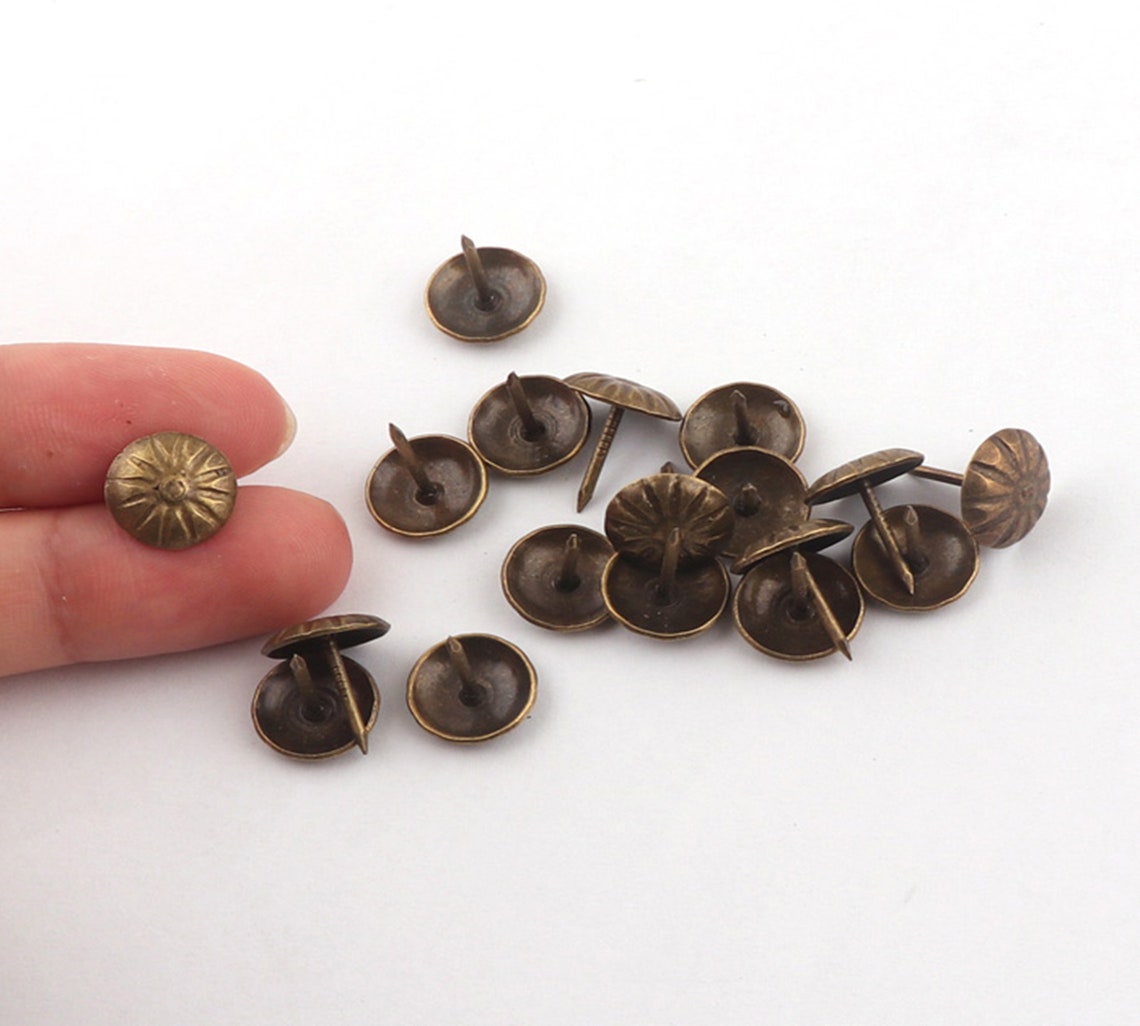 100 Antique Bronze Sofa Nail Push Pins,upholstery Tacks/nails,leather ...