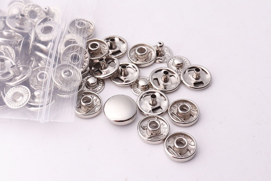 10mm 12.5mm 15mm Silver Snap Buttons Snap Fasteners Press Stud Leather ...
