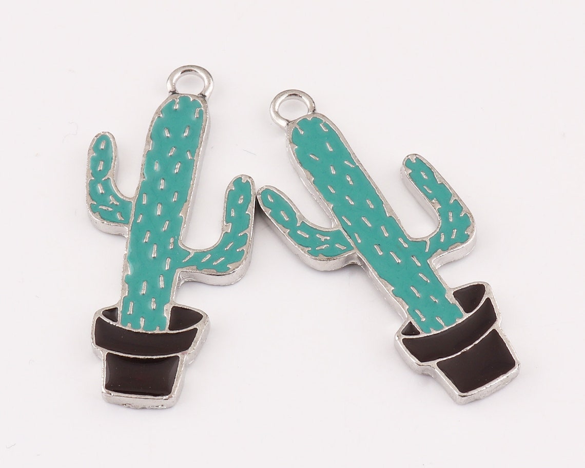 Cactus Pendant Green Cactus Charms Plants Potted Cactus Charms DIY ...