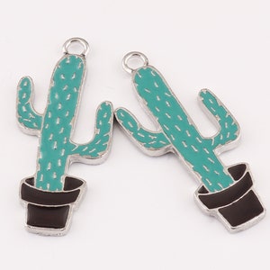 Cactus Pendant Green Cactus Charms Plants Potted Cactus Charms DIY ...