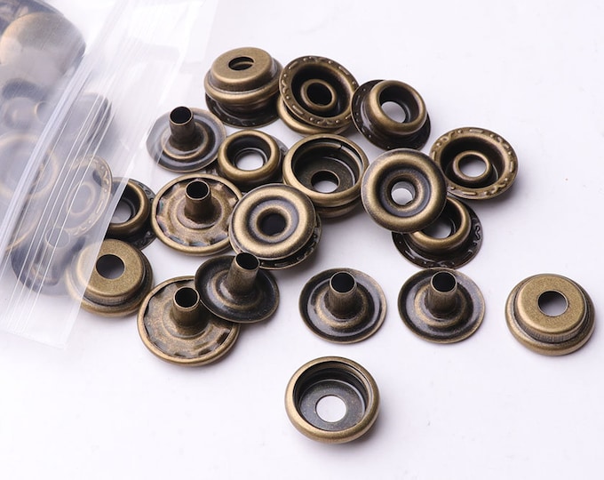 50sets Metal Snap Fasteners Press Studs Snap Buttons Poppers 10mm #655 ...