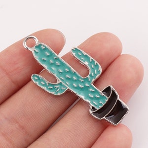 Cactus Pendant Green Cactus Charms Plants Potted Cactus Charms DIY ...