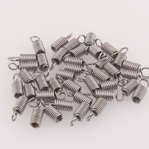 Cord End Spring Coil Crimp Ends Tip Findings With Loop Connector for ...