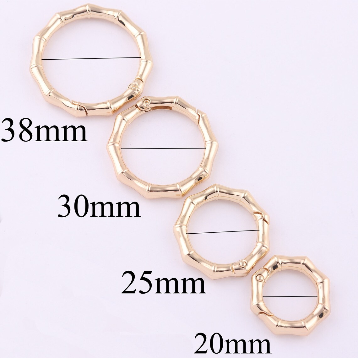 Round Push Gate Ring Gold Spring Gate Ring Bamboo Spring Ring | Etsy