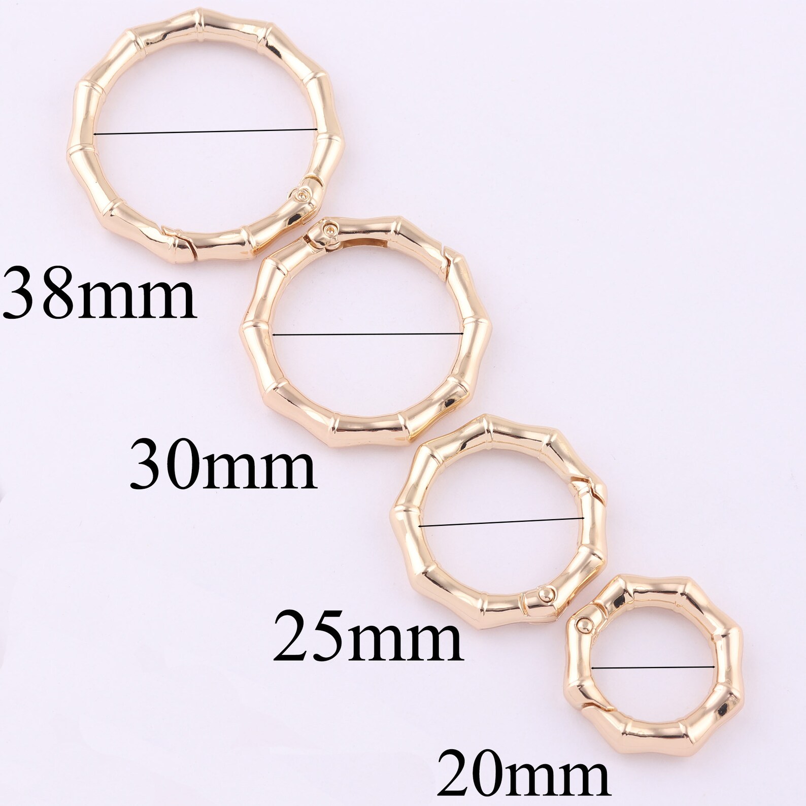 Round Push Gate Ring Gold Spring Gate Ring Bamboo Spring Ring | Etsy