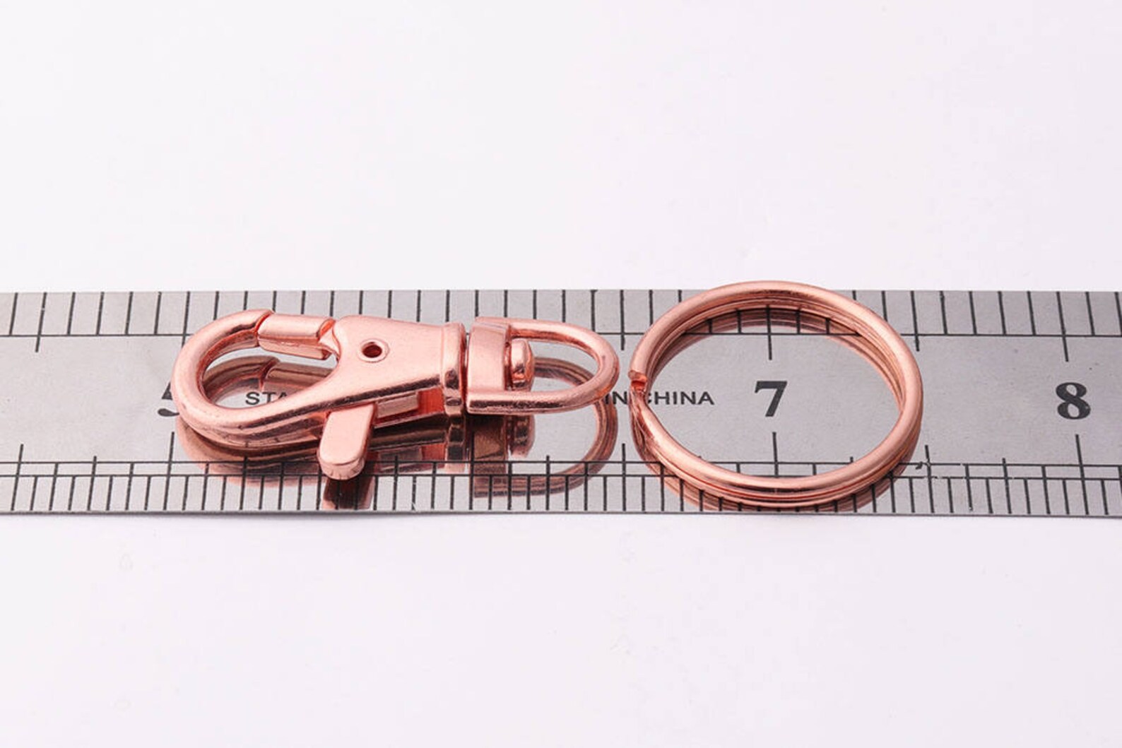 10pcs Rose Gold Keychains Lobster Clasp With Split Keyrings | Etsy