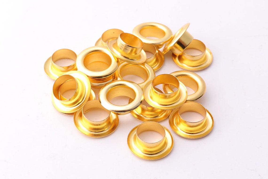 100set Gold Eyelets 13mm*7.5mm*5mm(od * ID * Height) Round Grommet ...