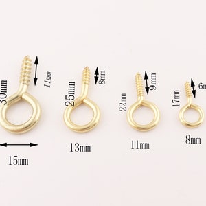 Screw Eye Bails Gold Eyelet Screws Eye Pin Hooks Bails Findings Metal ...