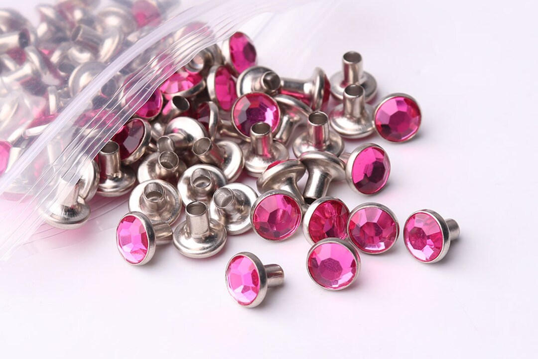 30pcs Rhinestone Rivets Snap 7mm Single Cap Rivets Rapid Rivets Studs ...