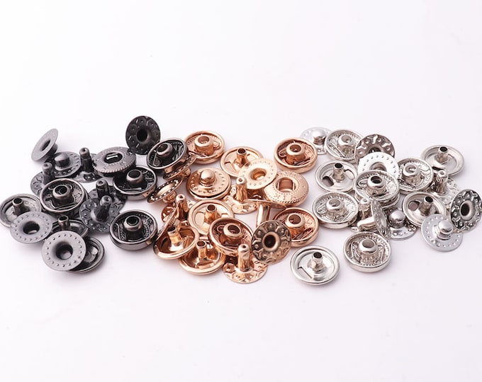 50sets Metal Snap Fasteners Press Studs Snap Buttons Poppers 10mm #655 ...