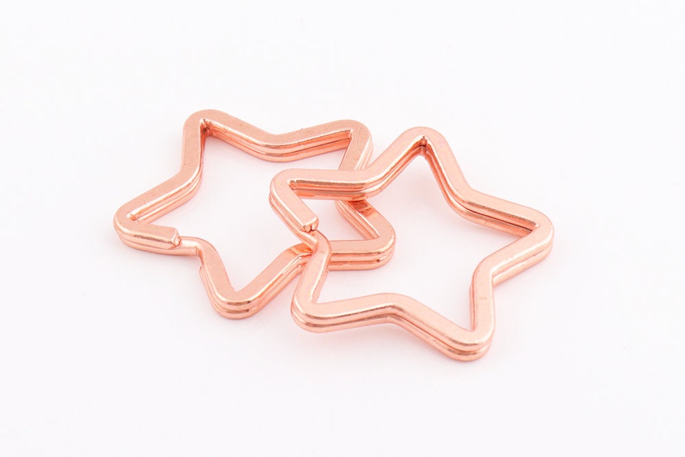 Rose gold keyring Split Key Ring Star Keyrings Split Rings | Etsy