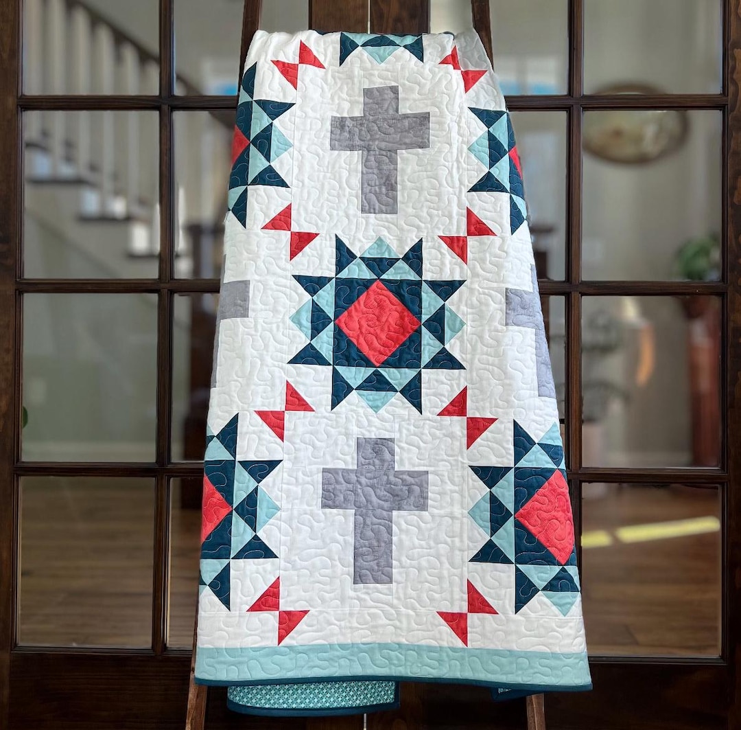 Rugged Cross Quilt Pattern, PDF Instant Download Pattern, Christian ...