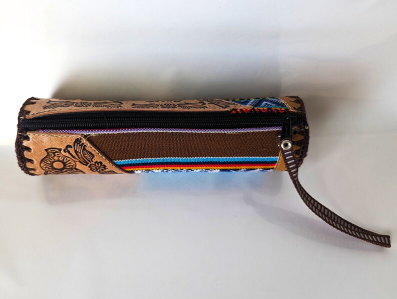 Handcrafted Peruvian Pencil Case/makeup Bag - Leather & Andean Textile ...