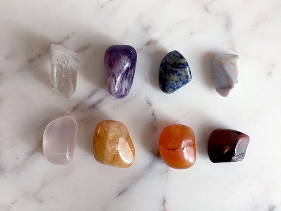 8 Stone Chakra Balancing Set Chakra Healing Crystals Tumbled | Etsy