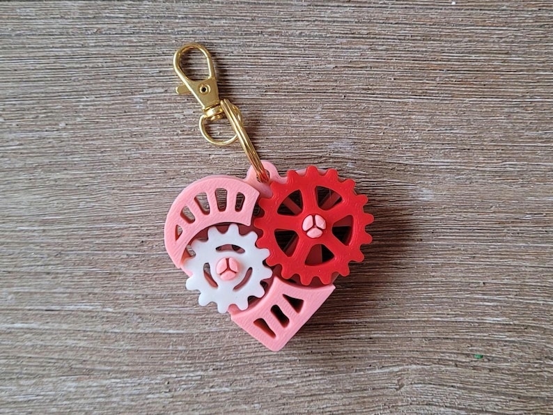 Heart Gear Fidget Keychain - 3D Printed Toy - Etsy