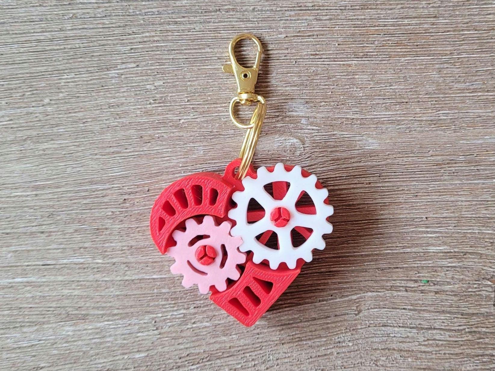 Heart Gear Fidget Keychain - 3D Printed Toy - Etsy