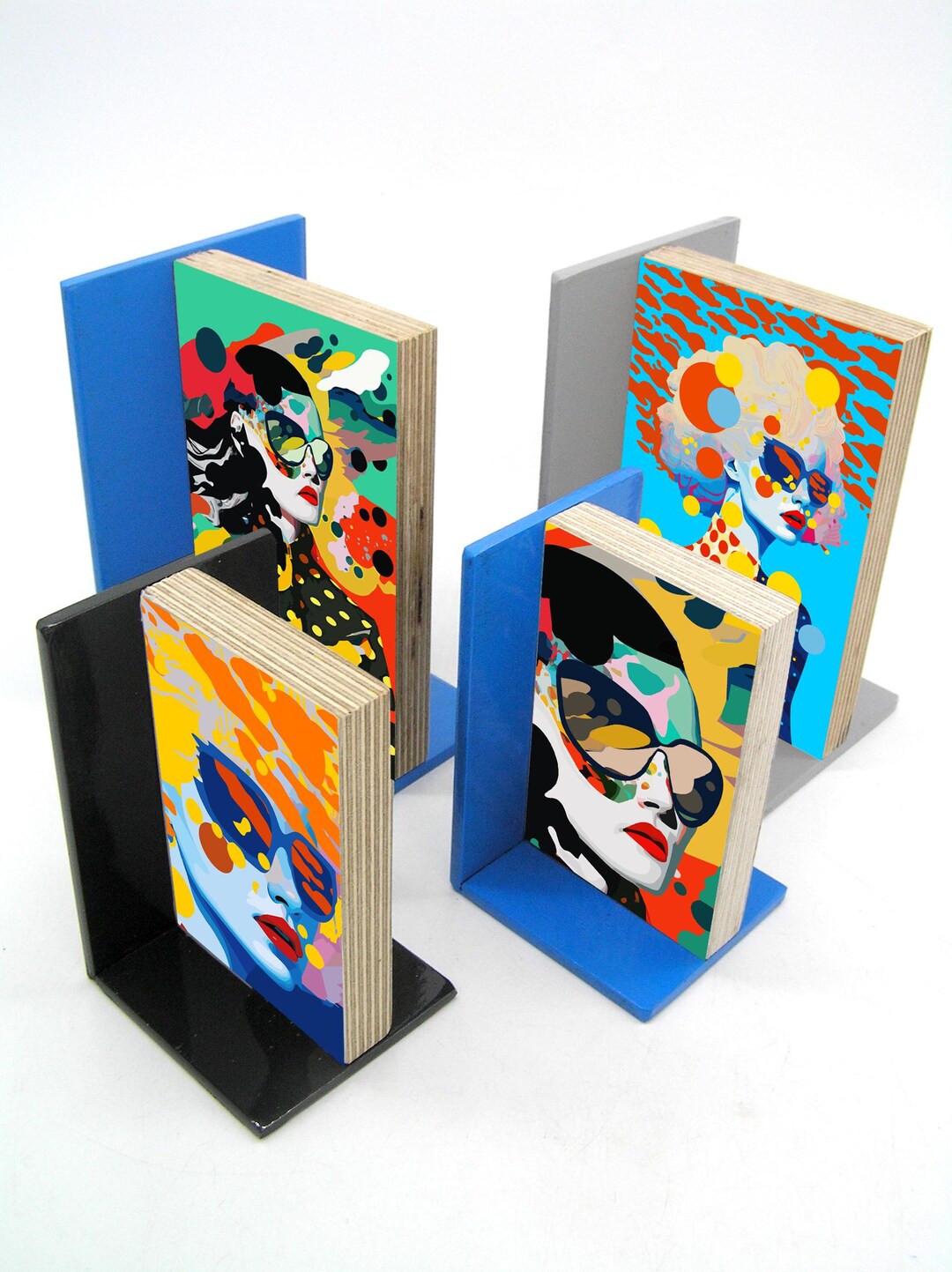Art Face Bookend, Metal Bookend, Graphic Design Bookend, Bookend ...