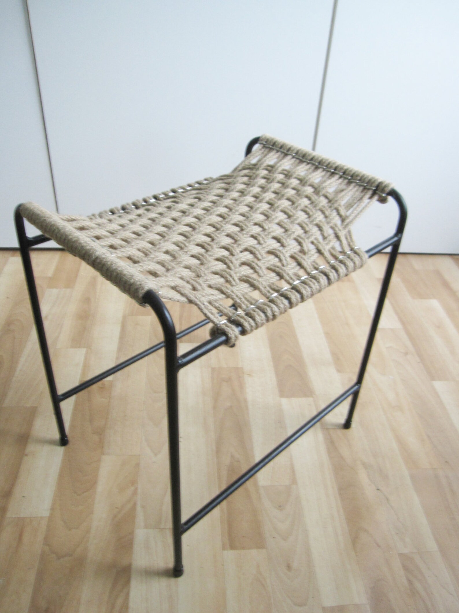 Metal Stool Metal Footstool Metal Seat Hand Woven Seat | Etsy