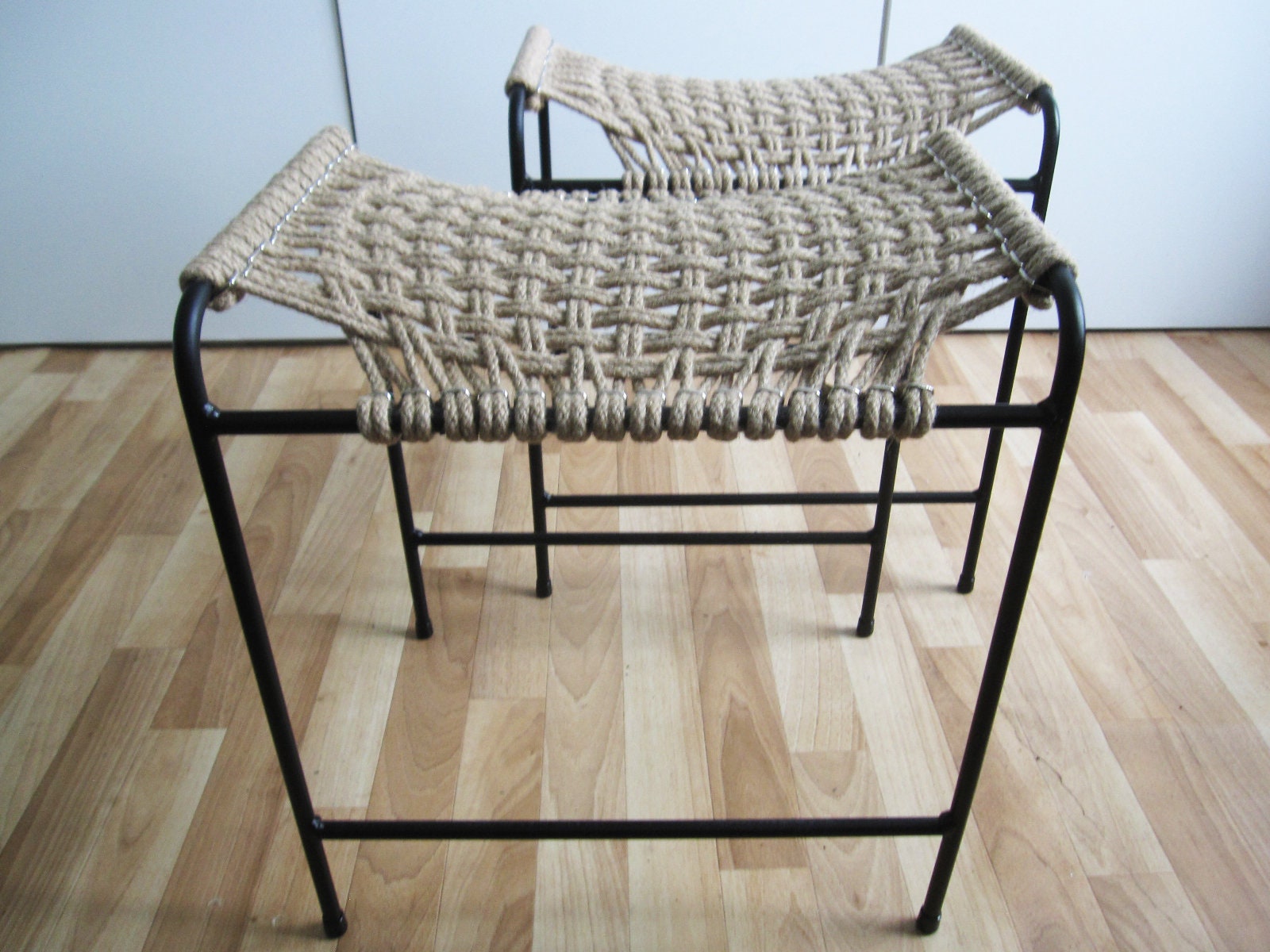 Metal Stool Metal Footstool Metal Seat Hand Woven Seat | Etsy