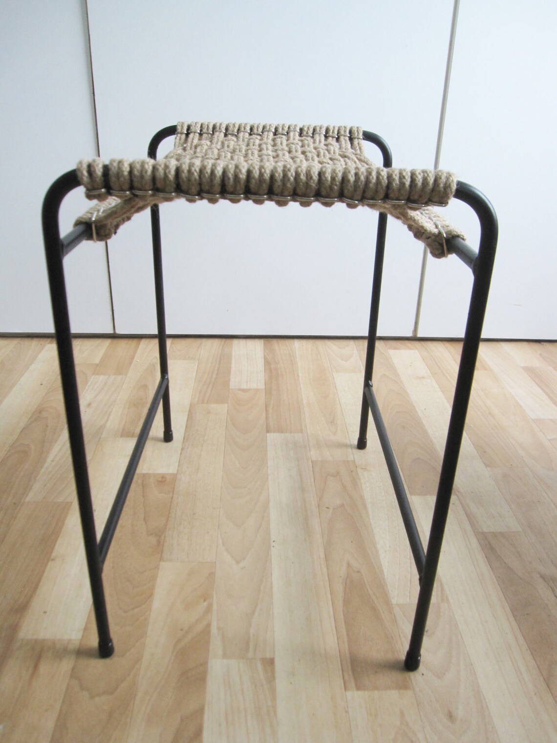 Metal Stool Metal Footstool Metal Seat Hand Woven Seat | Etsy