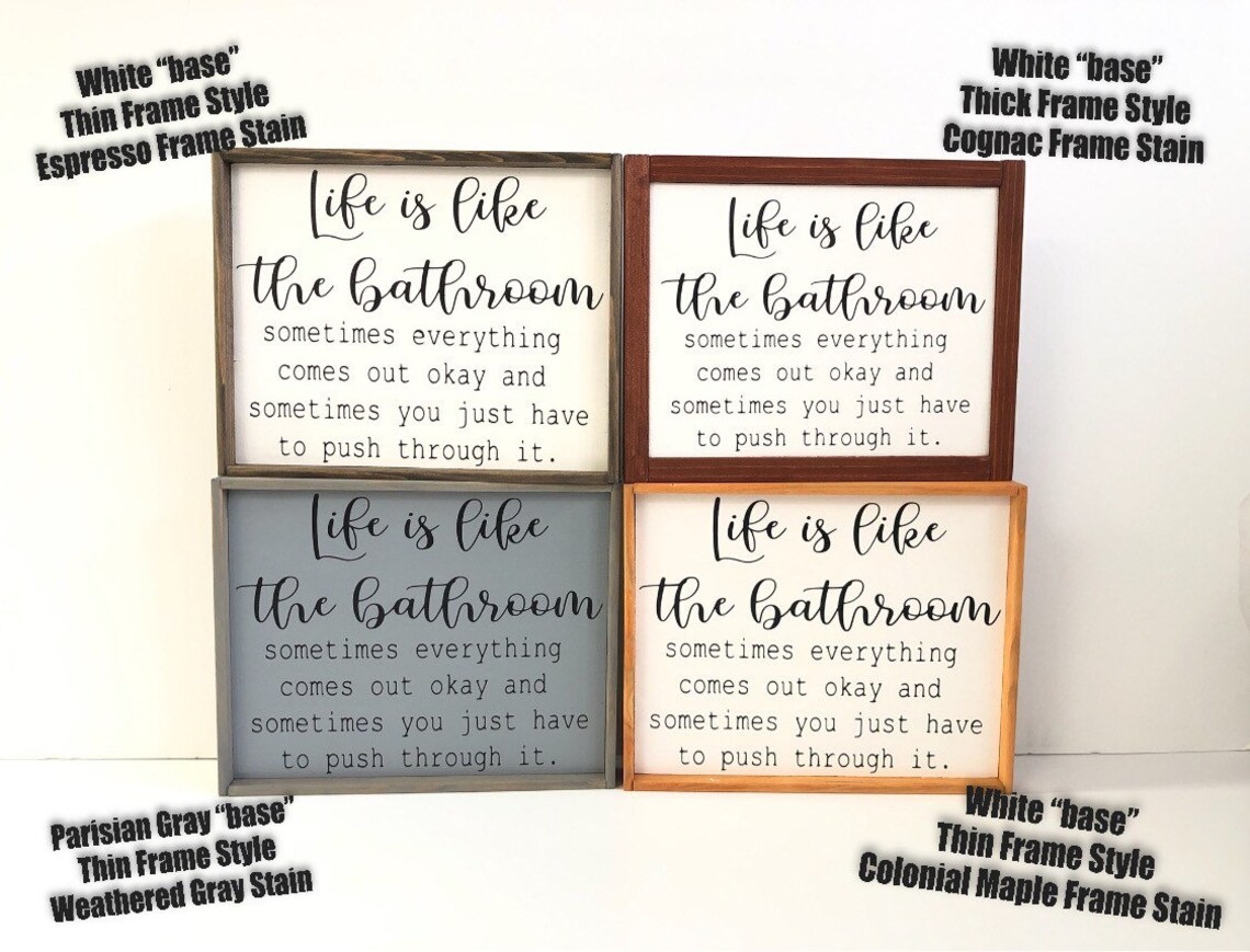 Life is Like the Bathroom Cursive Farmhouse Sign Wood - Etsy