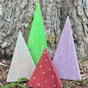 Painted Triangle Trees - Set of 4 | Wood Tree Decor | Christmas Wood ...