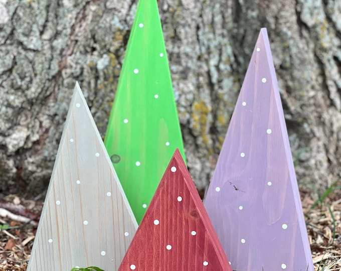Painted Triangle Trees Set of 4 Wood Tree Decor - Etsy