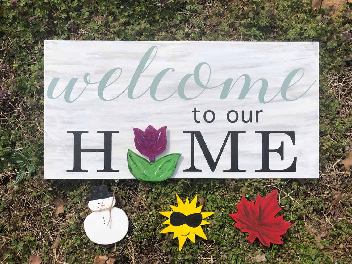 Welcome To Our Home Interchangeable Sign l Changeable Decor l | Etsy