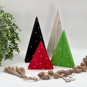 Painted Triangle Trees - Set of 4 | Wood Tree Decor | Christmas Wood ...