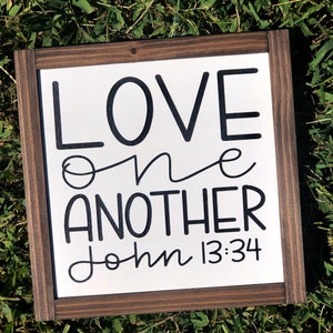 Love One Another | Christain Sign | Farmhouse | Farmhouse Decor | Wood ...