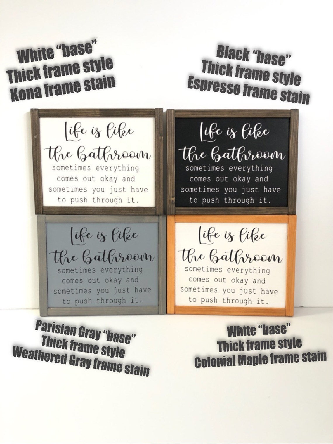 Life is Like the Bathroom Cursive Farmhouse Sign Wood - Etsy