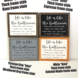 Life is Like the Bathroom - Cursive | Farmhouse Sign | Wood | Bathroom ...