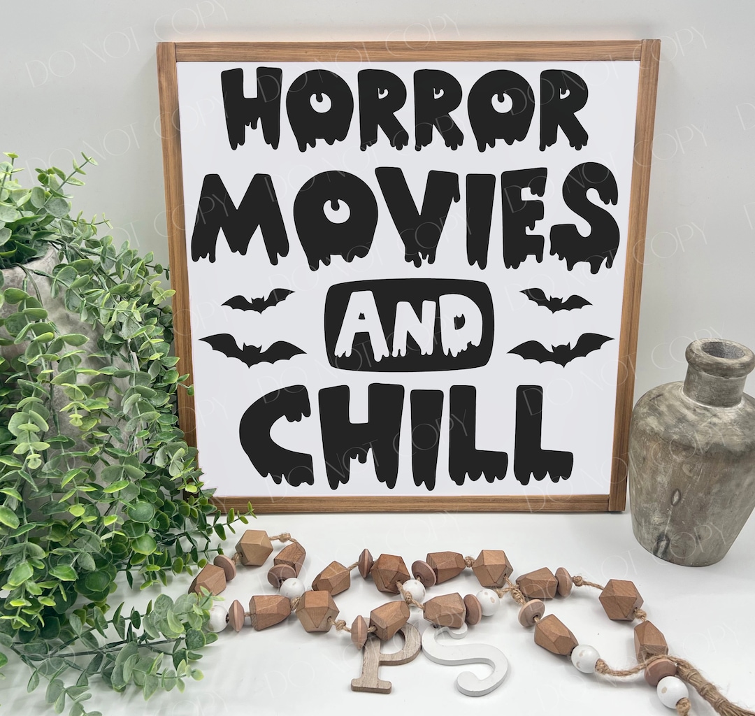 Horror Movies and Chill | Halloween Farmhouse Sign | Wood | Halloween ...