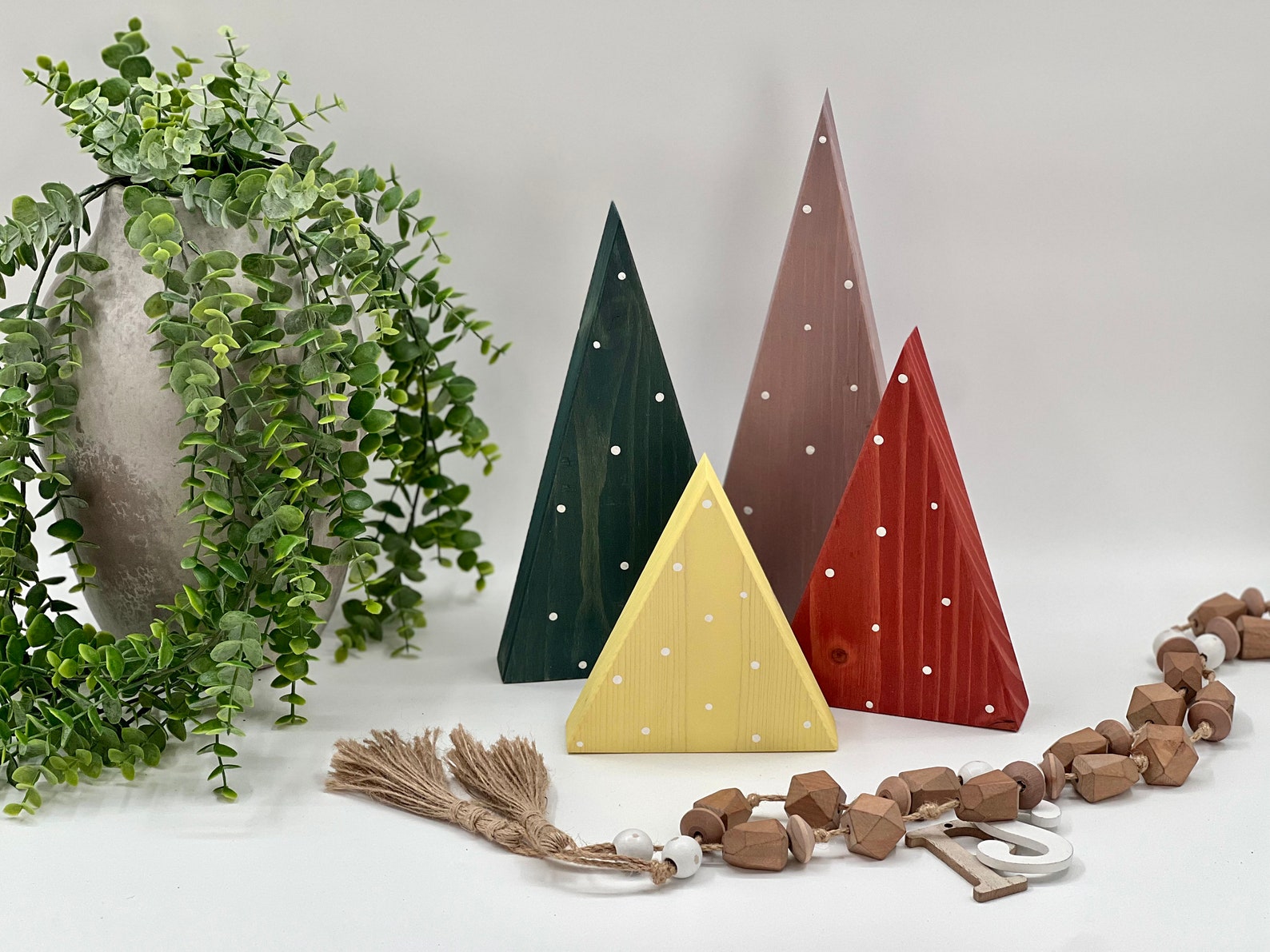Painted Triangle Trees Set of 4 Wood Tree Decor - Etsy