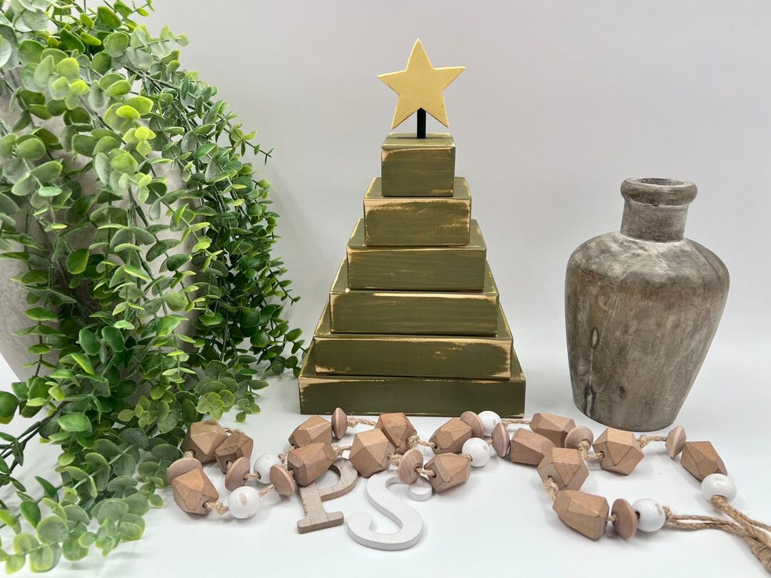 Stacked Tree - Painted | Wood Tree Decor |2x4" Wood Tree | Christmas ...