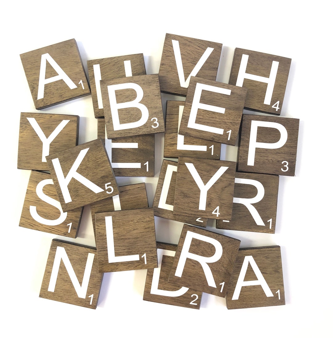 Scrabble Tiles - 4" | Wood Scrabble Pieces | Custom Lettering Scrabble ...